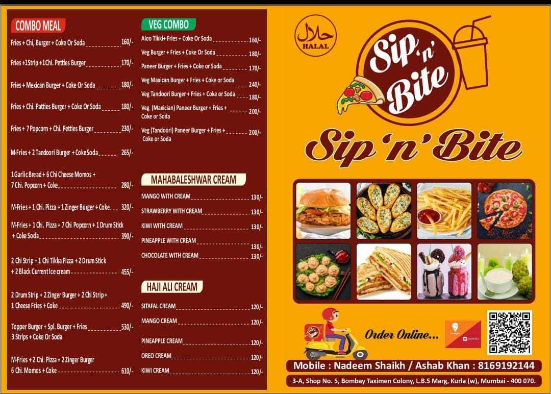 Sip And Bite Menu