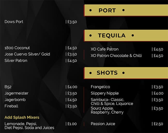 Menu at Club 2000, London, 427-431 Rayners Lane