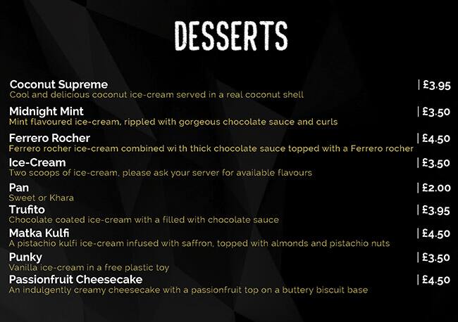 Menu at Club 2000, London, 427-431 Rayners Lane