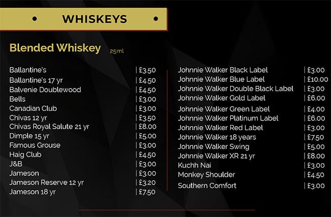 Menu at Club 2000, London, 427-431 Rayners Lane