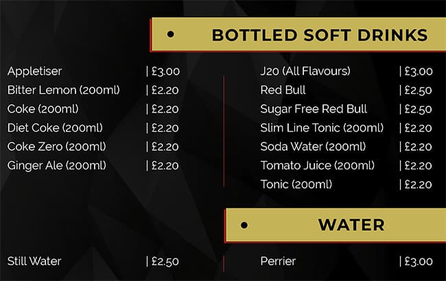 Menu at Club 2000, London, 427-431 Rayners Lane