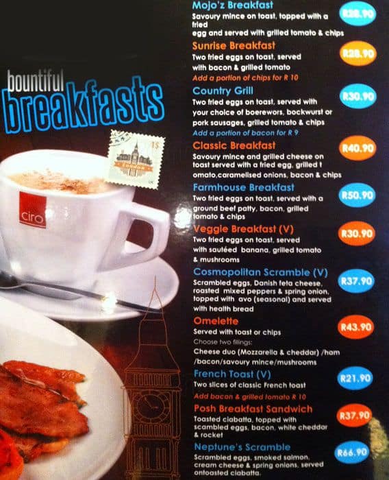 Mojo'z Cafe Menu, Menu for Mojo'z Cafe, Margate, Durban - Zomato SA