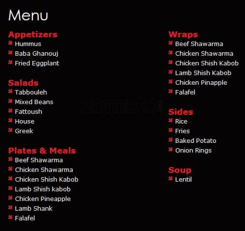 Menu at Grill 4 U restaurant, Toronto, 218 Queens Quay W