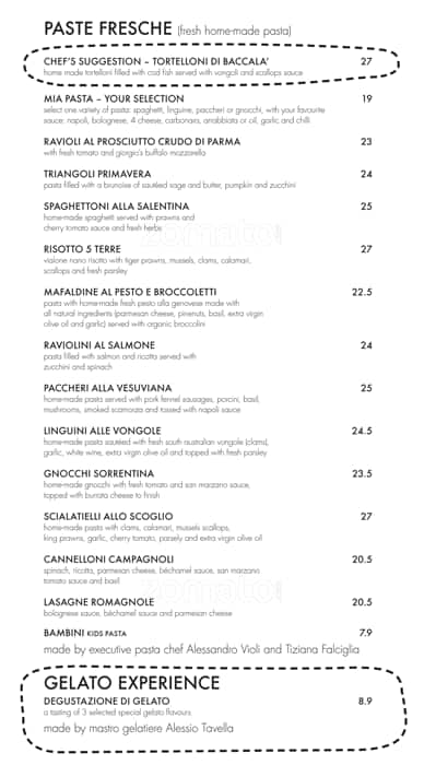 Menu at Brunetti cafe, Brunswick, 48-54 Weston Street