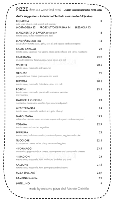 Menu at Brunetti cafe, Brunswick, 48-54 Weston Street