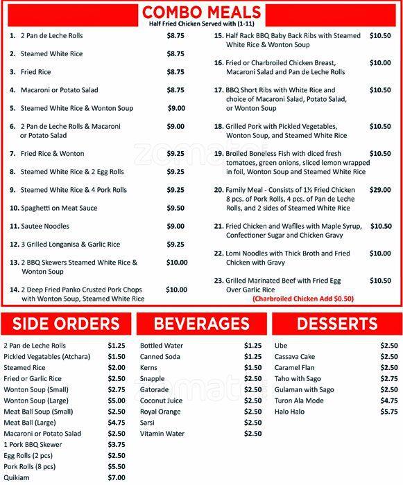 Savory Chicken Menu, Menu for Savory Chicken, Milpitas, Milpitas ...