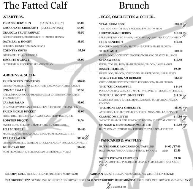 The Fatted Calf Menu, Menu for The Fatted Calf, Rockwall, Rockwall ...