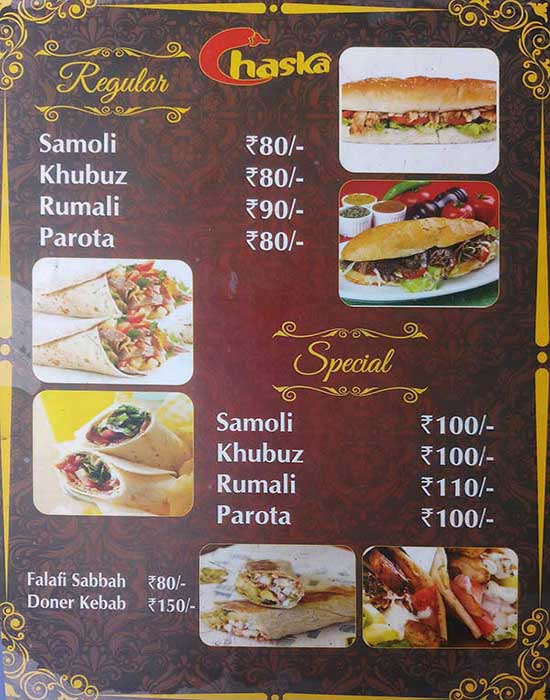 Menu at Chaska Shawarma, Hyderabad