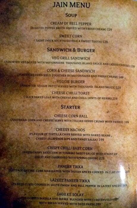 Menu at The Veg Kitchen, Mysuru