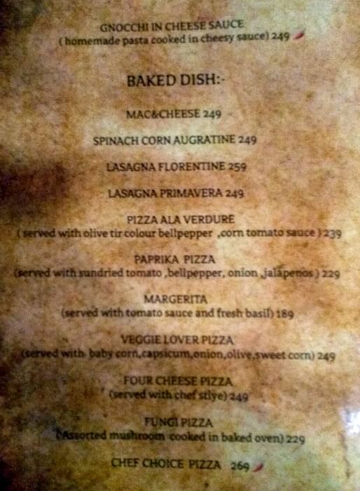 Menu at The Veg Kitchen, Mysuru