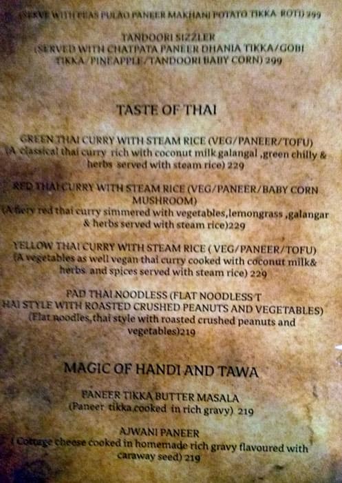 Menu at The Veg Kitchen, Mysuru