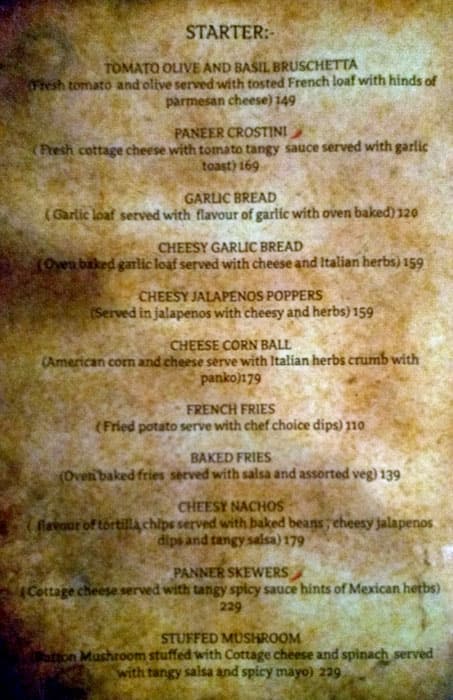 Menu at The Veg Kitchen, Mysuru