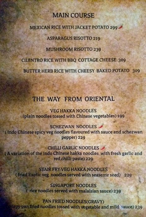 Menu at The Veg Kitchen, Mysuru