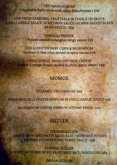 Menu at The Veg Kitchen, Mysuru