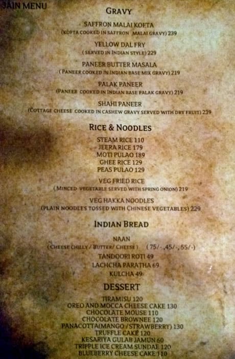 Menu at The Veg Kitchen, Mysuru