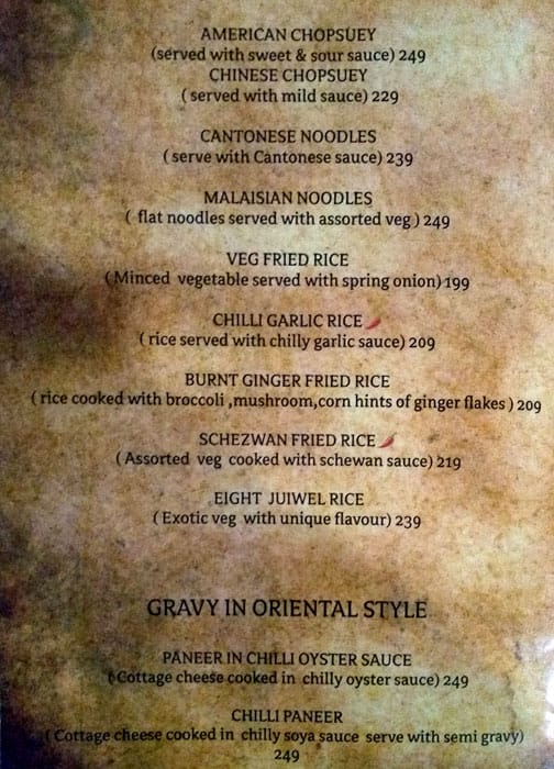Menu at The Veg Kitchen, Mysuru