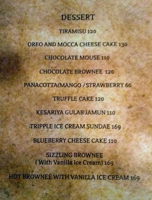 Menu at The Veg Kitchen, Mysuru