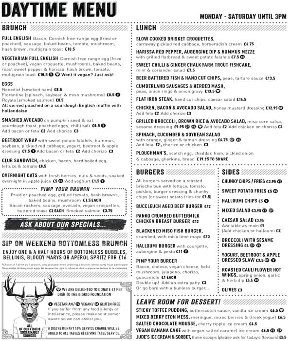 Menu at The Old Frizzle pub & bar, London, 74-78 The Broadway