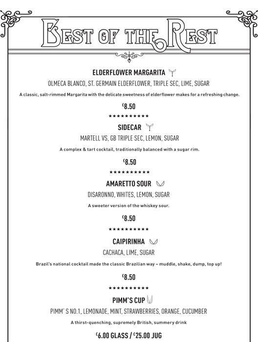 Menu at The Old Frizzle pub & bar, London, 74-78 The Broadway
