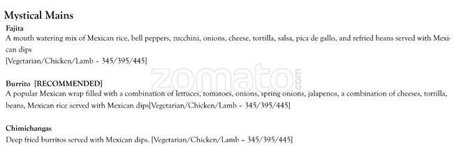 Menu at The Leaky Cauldron, New Delhi