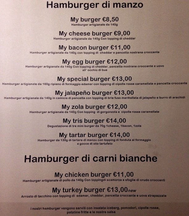 Menu da Madera Milano caffè bar, Milano, Via Canonica