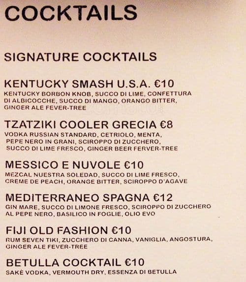 Menu da Madera Milano caffè bar, Milano, Via Luigi canonica