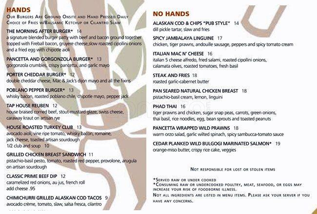 Menu at Tap House Grill pub & bar, Seattle