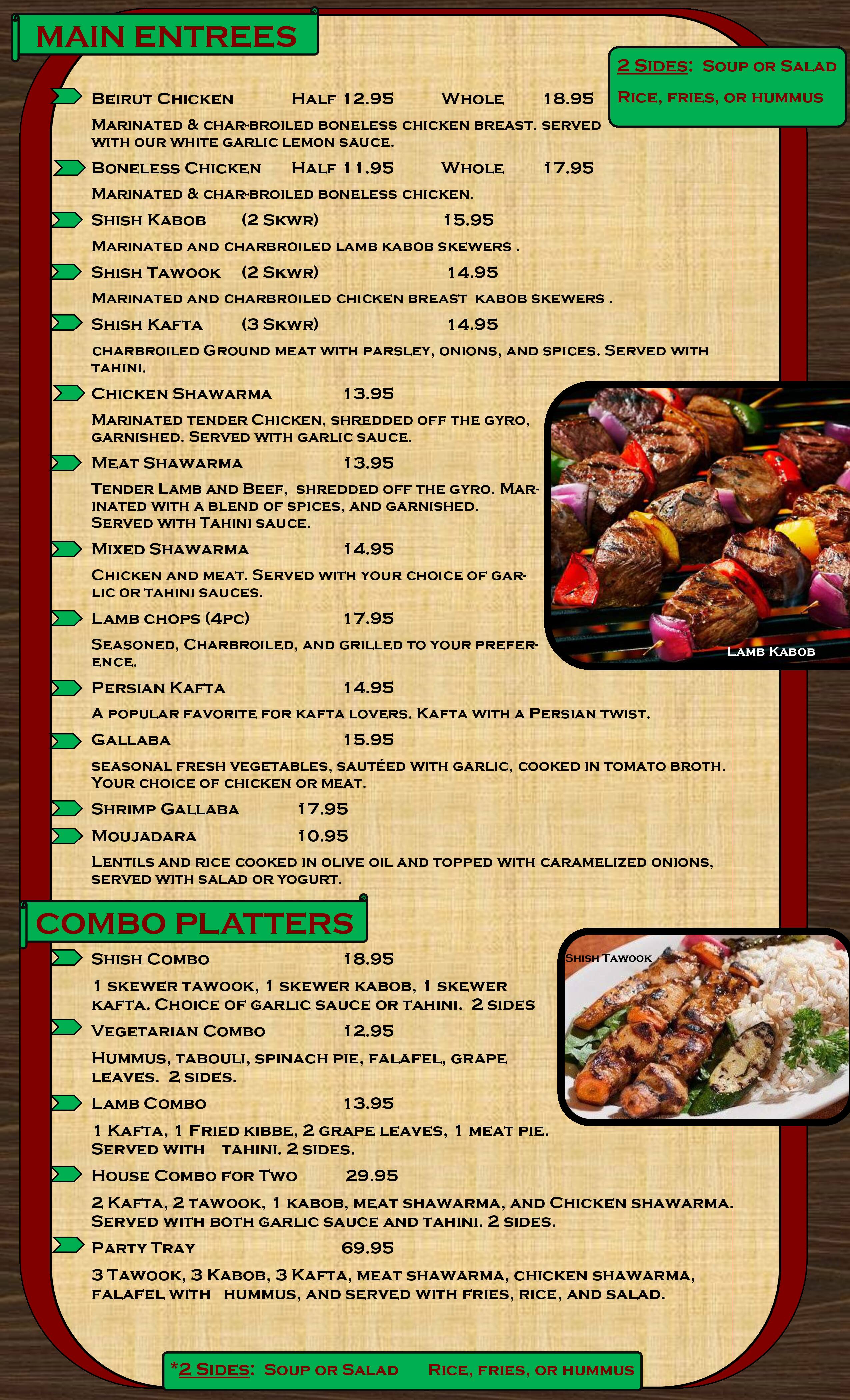 Menu at New Cedar restaurant, Farmington, Farmington Rd