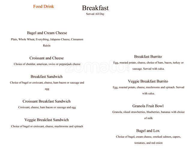 Menu at Milano Coffee CO cafeteria, San Diego