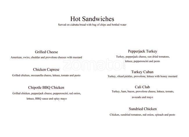 Menu at Milano Coffee CO cafeteria, San Diego