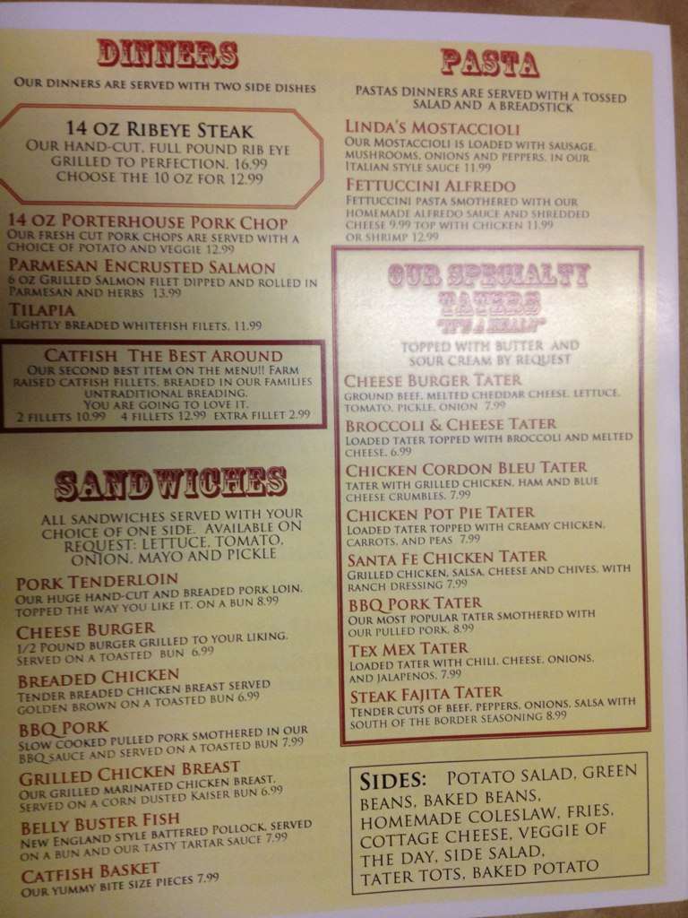 Menu at Tater Patch pub & bar, Rolla, 103 Bridgeschool Rd