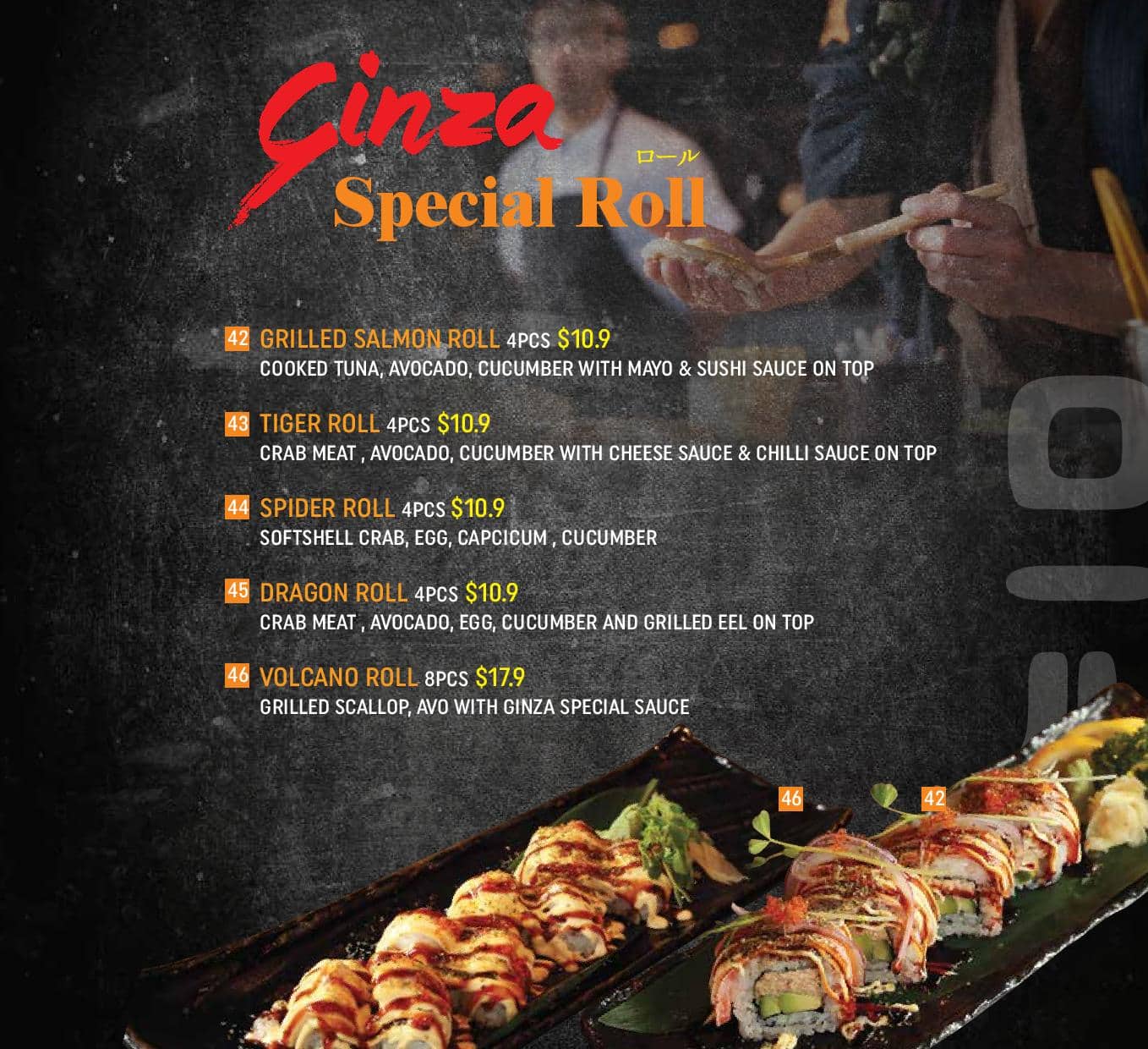 Menu at Ginza Izakaya restaurant, Parramatta