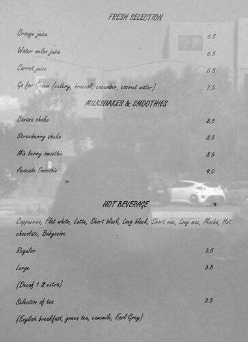 Menu at Rouse Cafe Bar, Melbourne