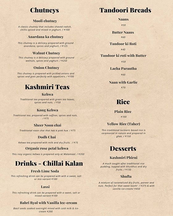 Menu at Matamaal - The Kashmiri Restaurant, Pune
