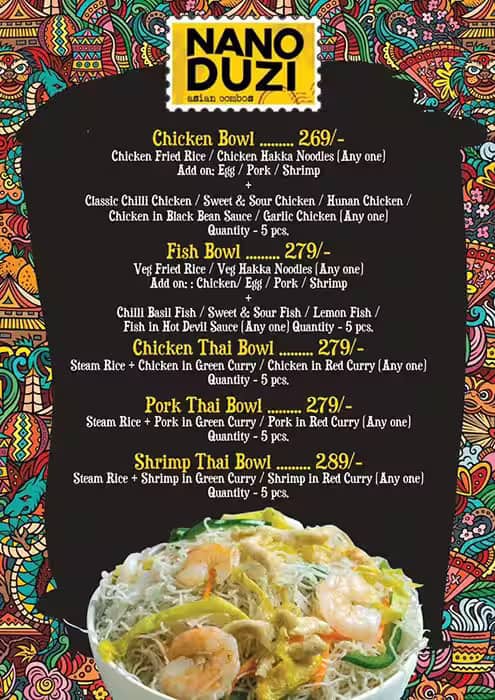 Menu of Nano Duzi, Bellandur, Bangalore