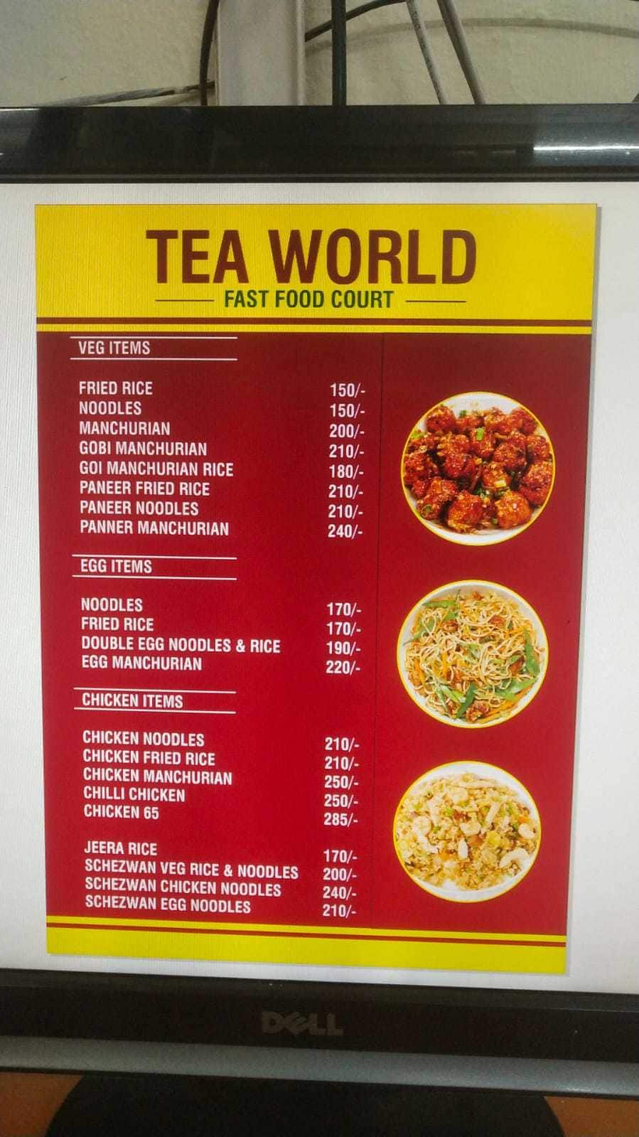 Menu of Tea World, Bachupally, Hyderabad