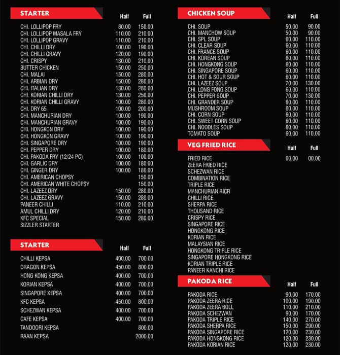 Menu of Cafe Barkati, Ghatkopar East, Mumbai