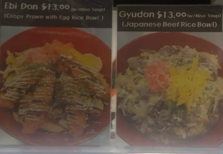 Menu at Sen Sushi restaurant, Wellington, Westfield Queensgate