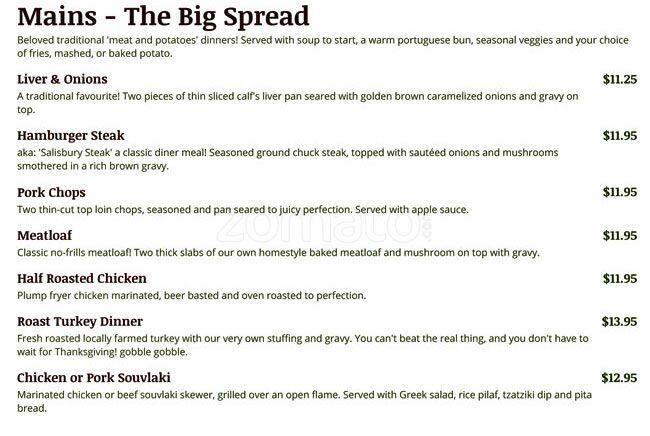Menu at Sixth Street Grill restaurant, New Westminster