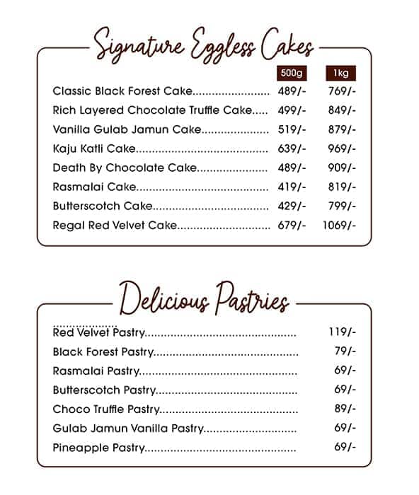 Menu of The Dessert Heaven - Pastry, Brownie and Cakes, Saket, New Delhi