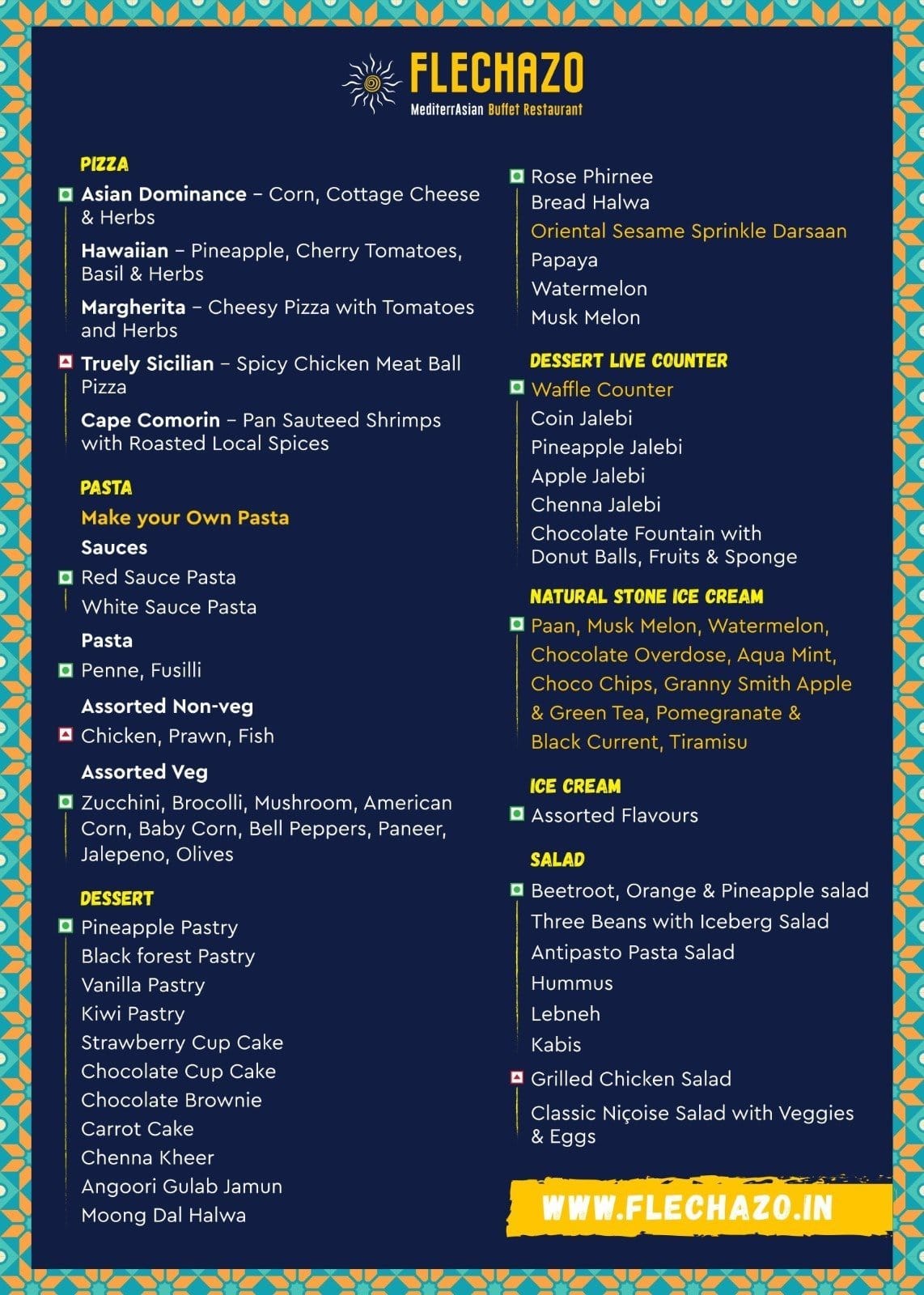 Menu of Flechazo, T. Nagar, Chennai