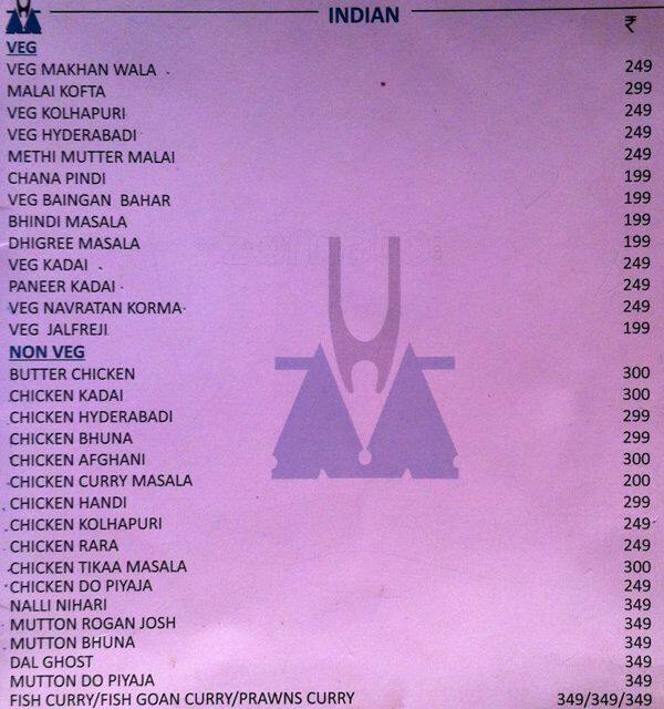 Menu at Temptation, Mumbai, 355 Ramdas Nayak Road
