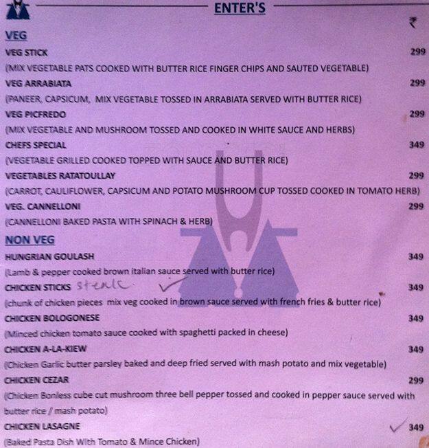 Menu at Temptation, Mumbai, 355 Ramdas Nayak Road