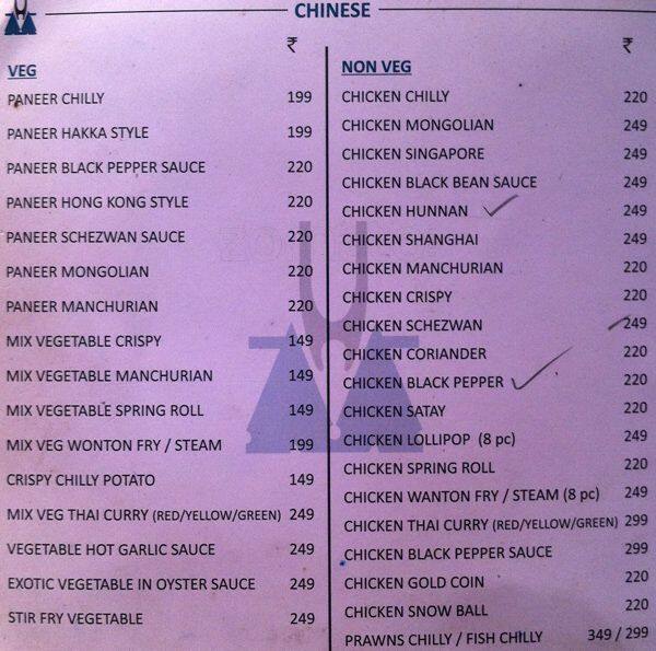 Menu at Temptation, Mumbai, 355 Ramdas Nayak Road