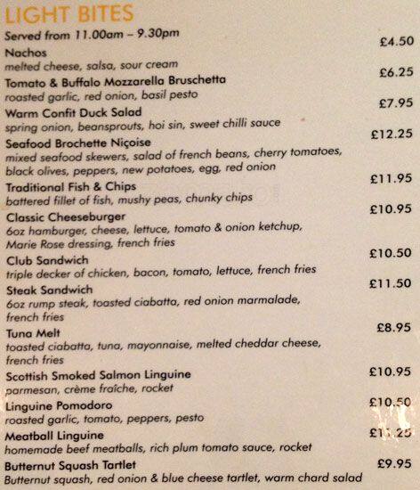 Menu at Hallmark Hotel restaurant, Woodford