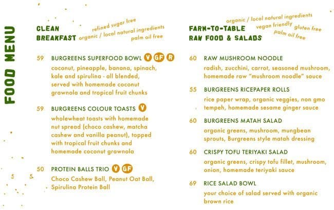 Burgreens Organic Eatery Menu, Menu untuk Burgreens Organic Eatery ...