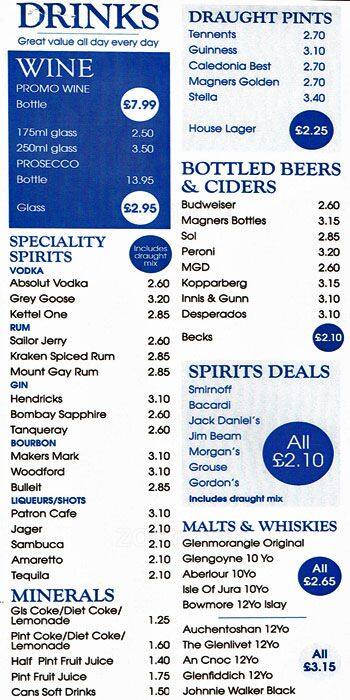 Menu at Three Judges pub & bar, Glasgow, 141 Dumbarton Rd