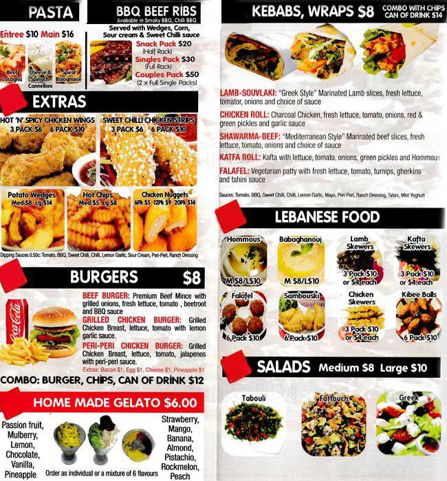 Menu at Hot Box pizzeria, North Parramatta