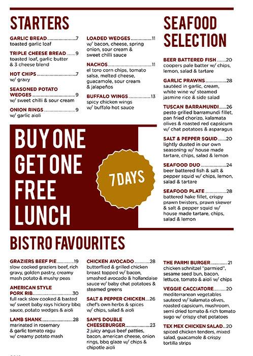 Menu at Enfield Hotel pub & bar, Clearview