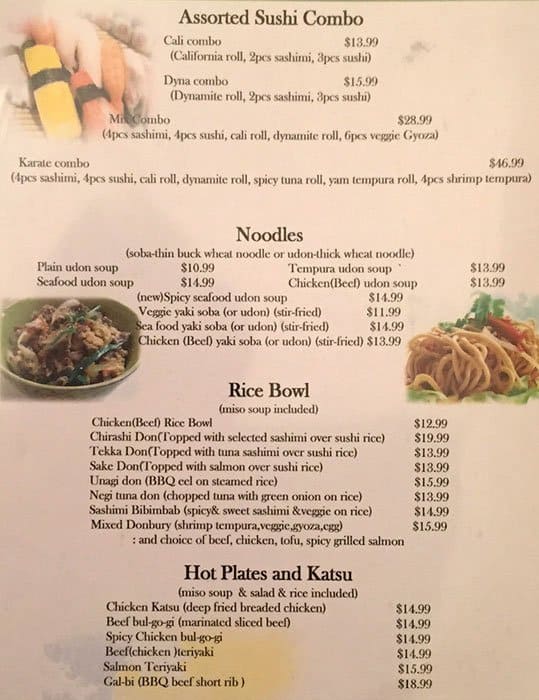 Menu at Sushi Haru restaurant, Airdrie